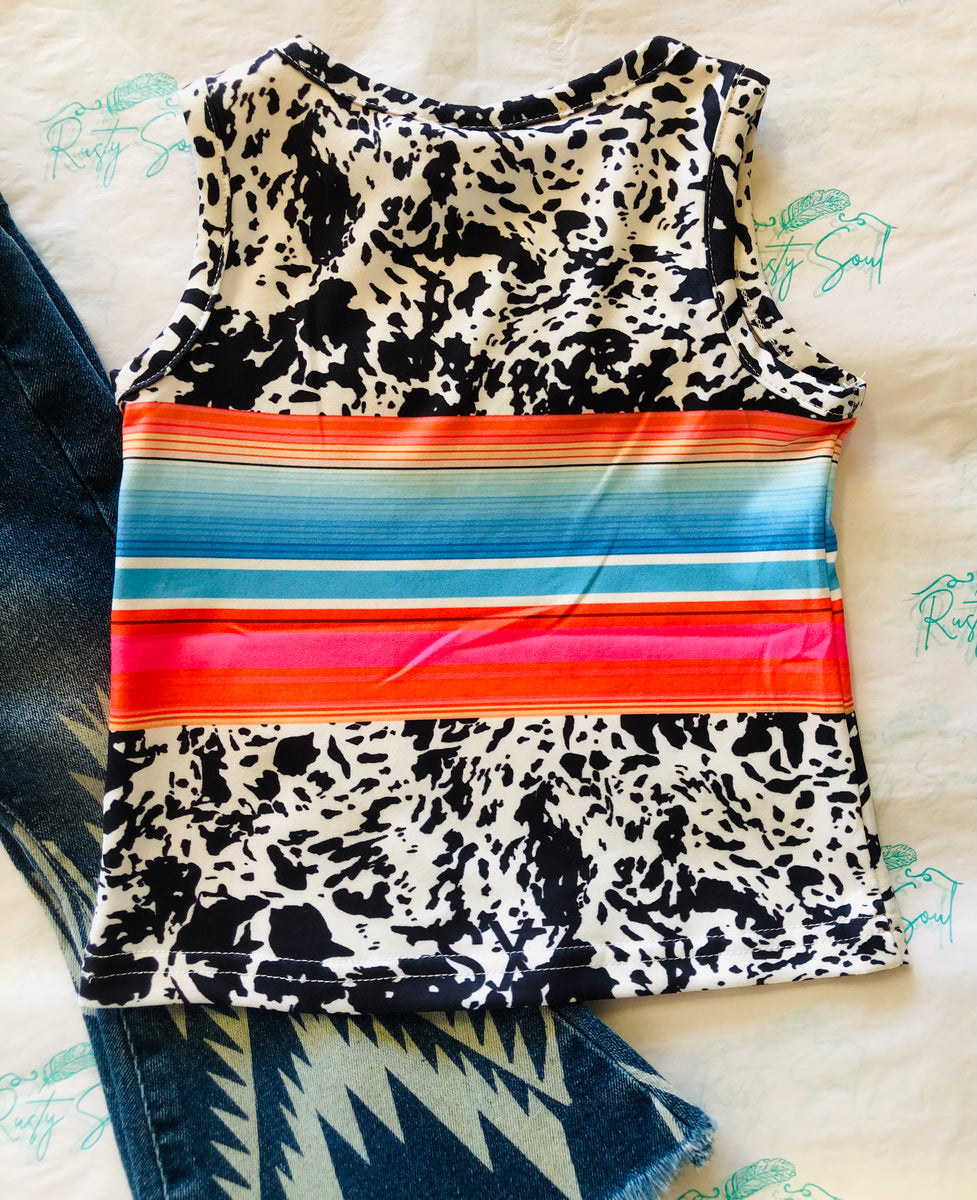 Serape Cowprint Girls Racer Back Tank Top – Rusty Soul