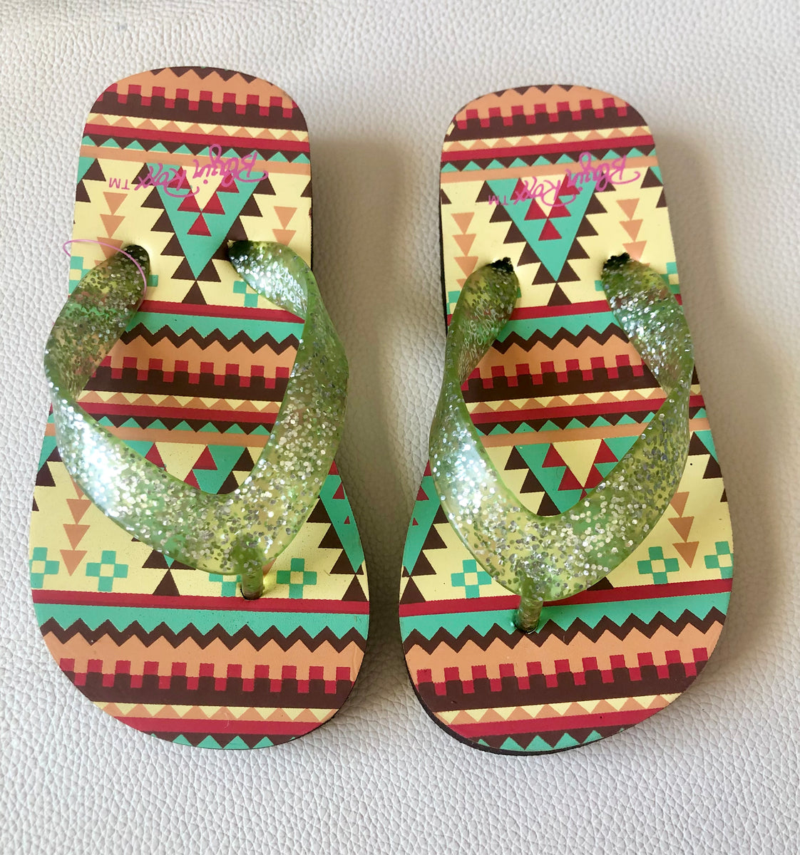 Girls Aztec Flip Flops – Rusty Soul